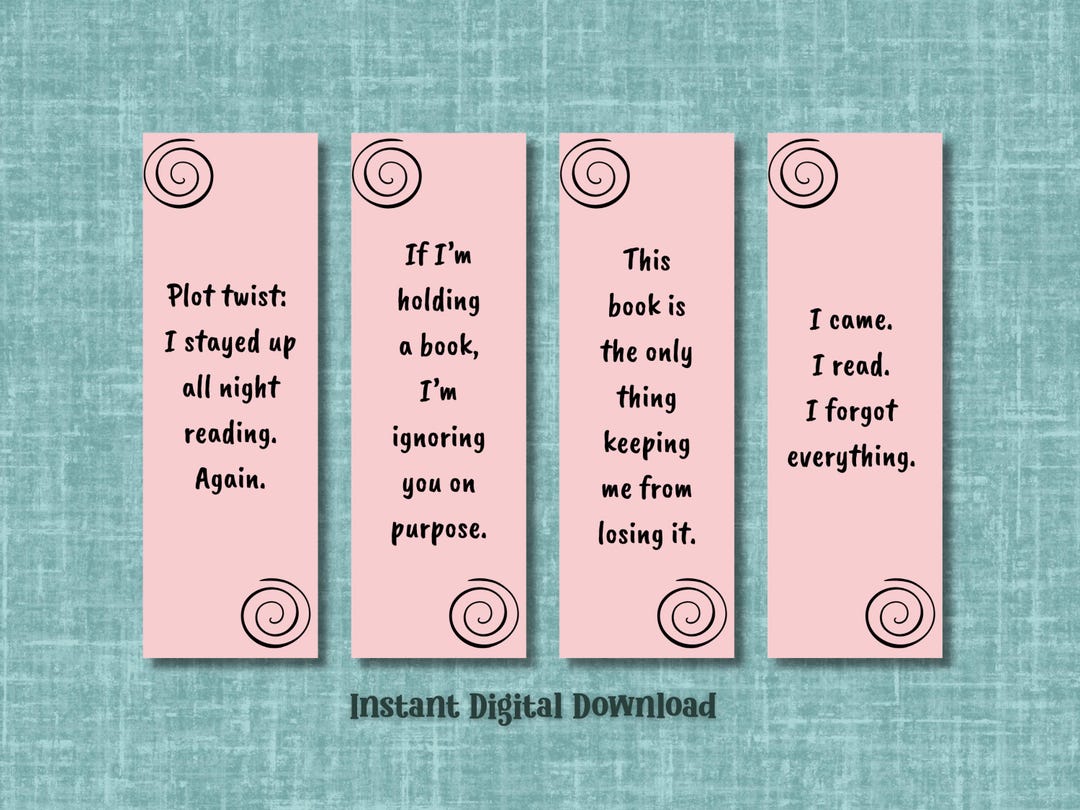Snarky Printable Bookmarks – Set of 4 | Funny Digital Download for ...