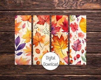 Set of Four/ Fall Printable Bookmarks/autumn Leaves/fall Lover ...