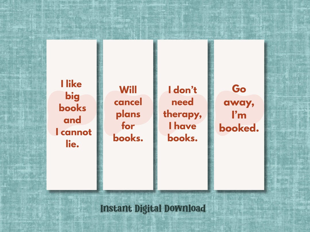 Snarky Bookish Quotes Printable Bookmarks - Instant Download - Etsy