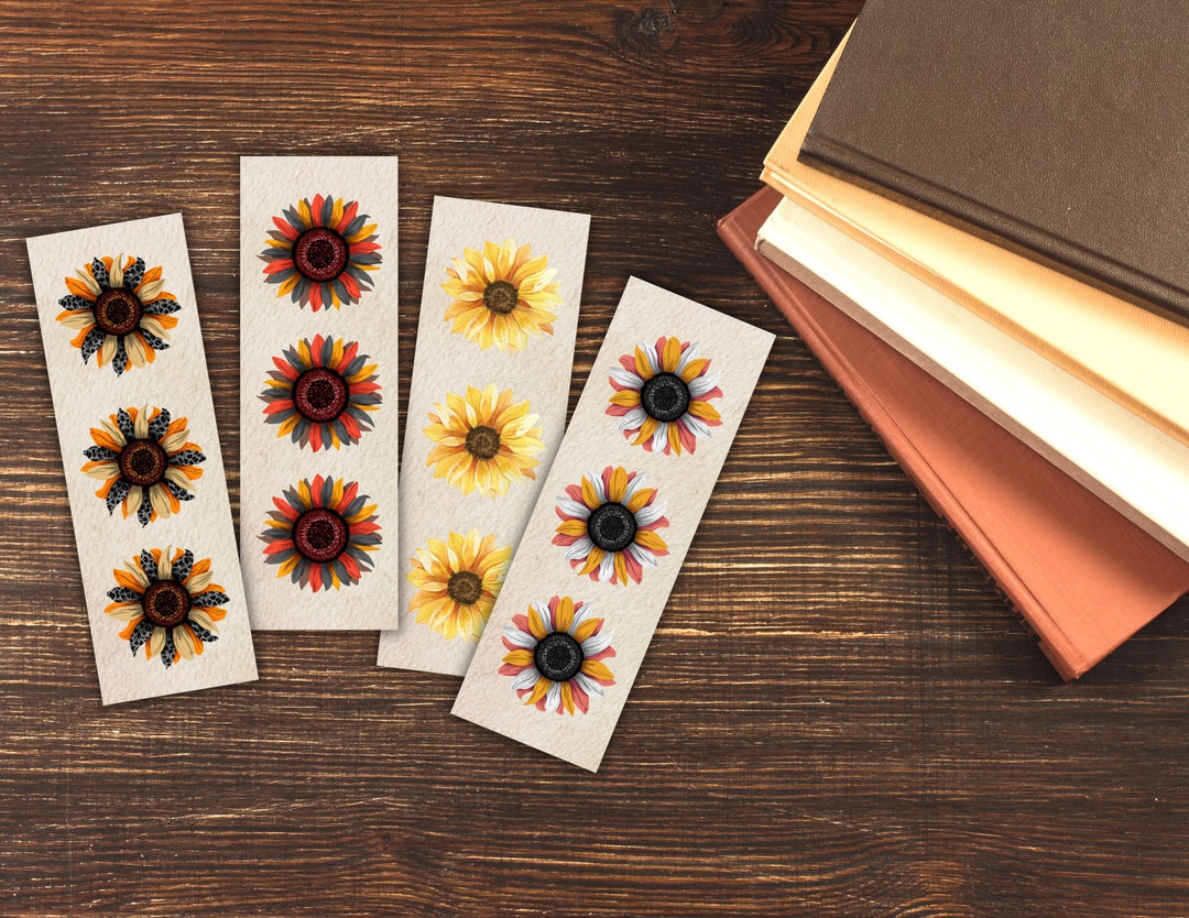Printable Sunflower Bookmarks Set of Four Bookmarks Instant - Etsy