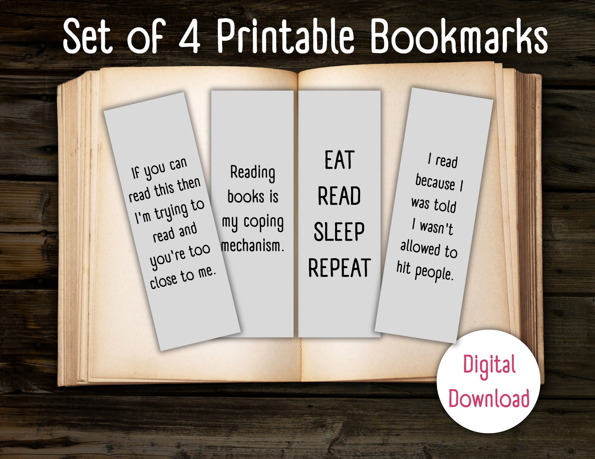 Snarky Bookish Quotes Printable Bookmarks Instant Download - Etsy