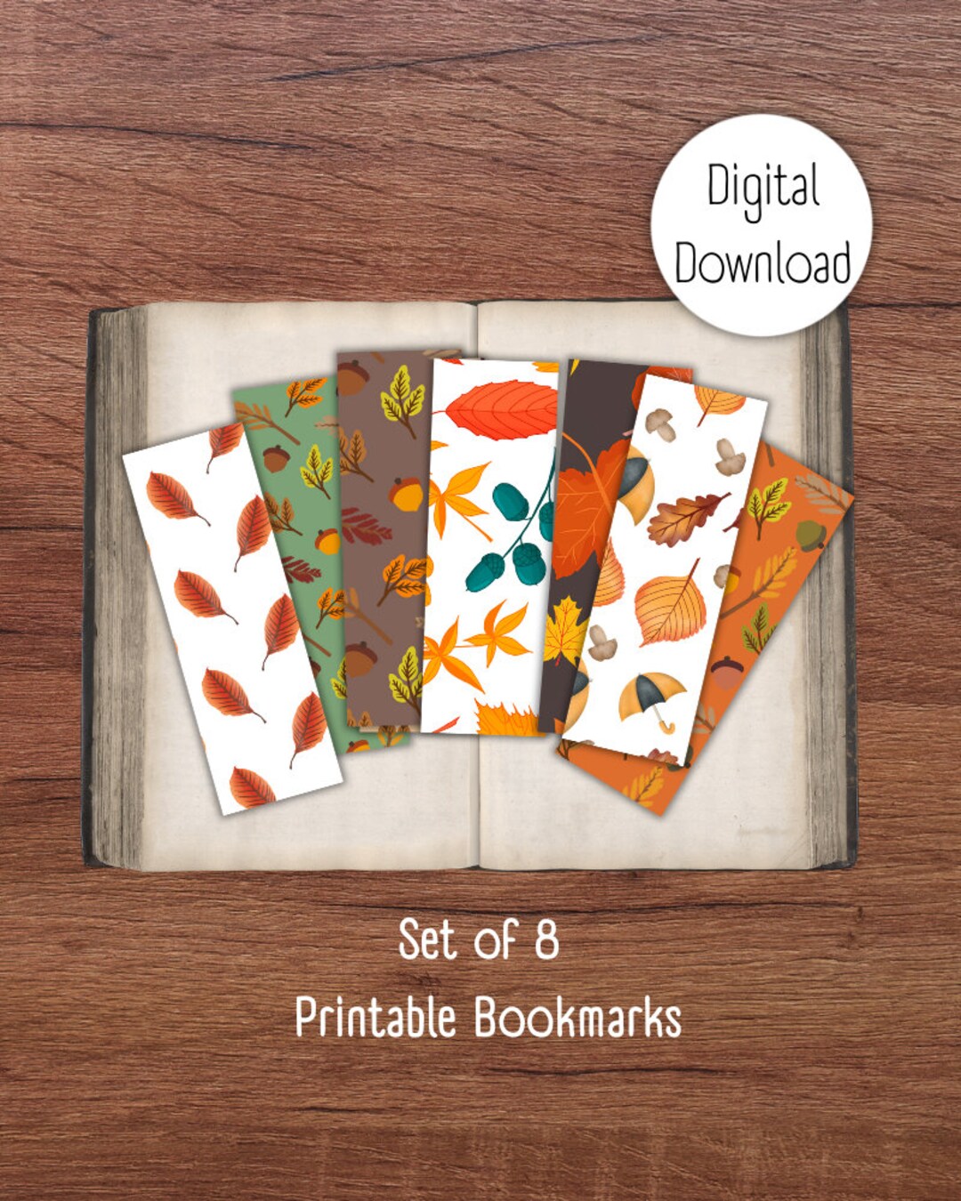Cozy Autumn Vibes: Set of 8 Fall-themed Printable Bookmarks - Etsy