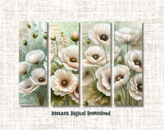 Poppies Printable Bookmarks Poppy Printable Watercolor Painting Poppy ...