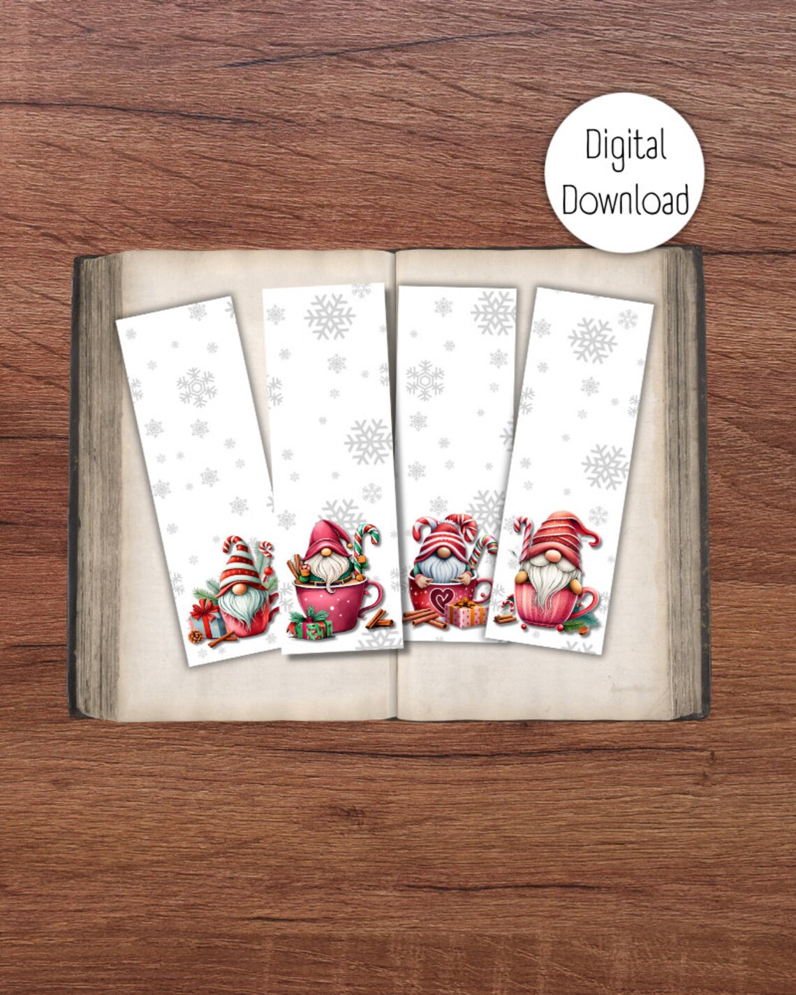 Winter Gnomes Printable Bookmarks Set of Four | Book Lover Gift - Etsy