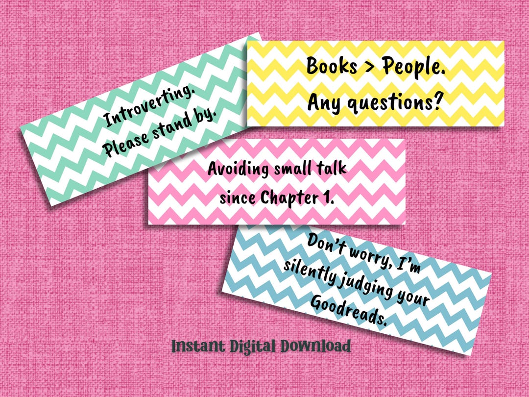Introvert Printable Bookmarks | Set of 4 Snarky Digital Bookmarks for ...