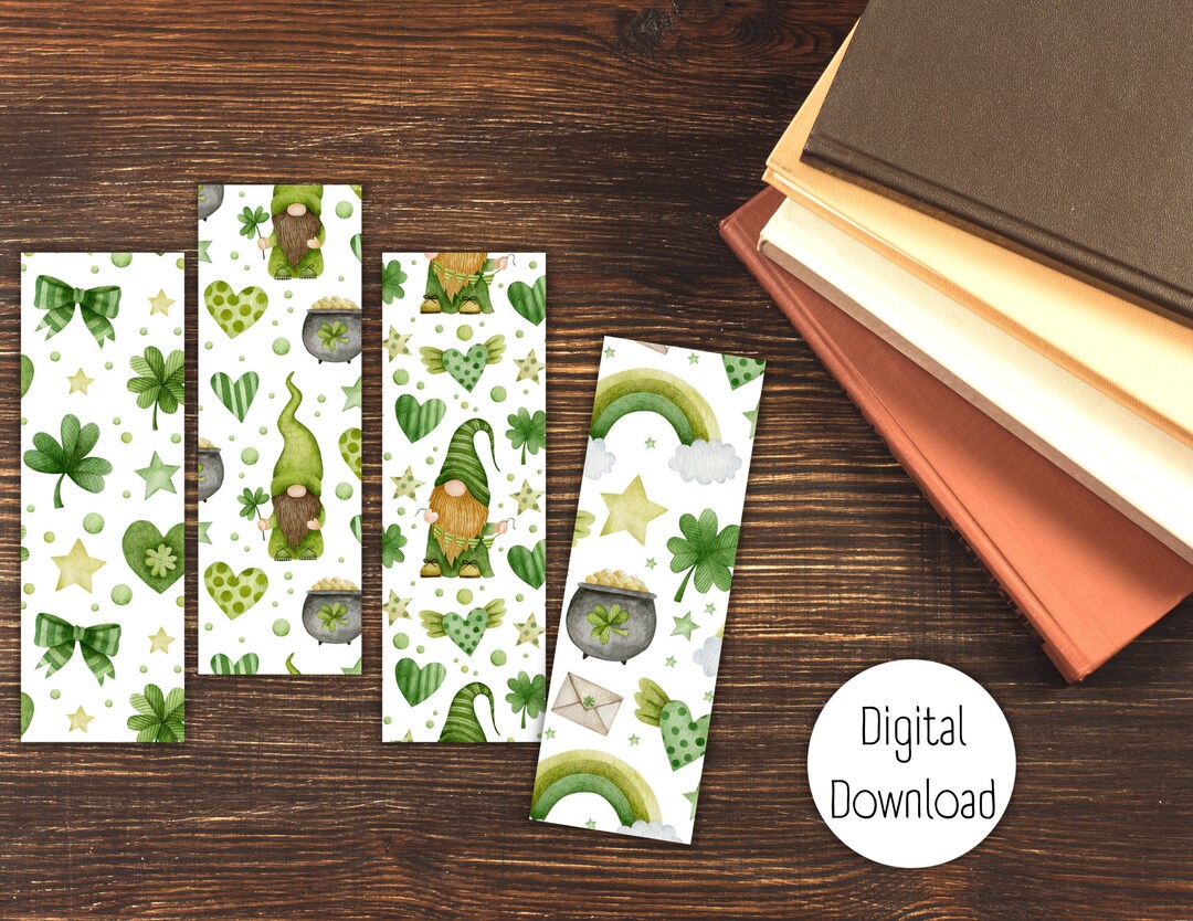 St Patrick's Day Printable Bookmarks | Set of Four Gnome Bookmarks ...