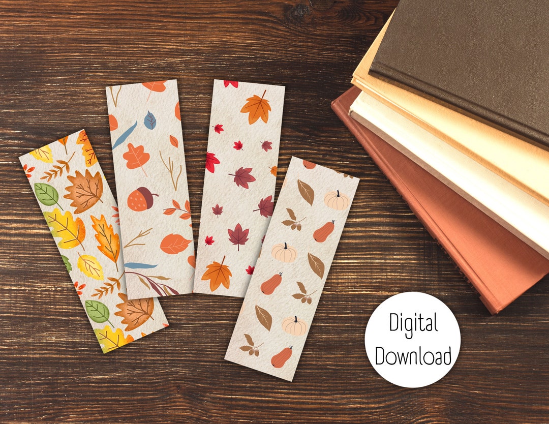 Printable Fall Background Bookmarks, Set of Four Bookmarks, Instant ...