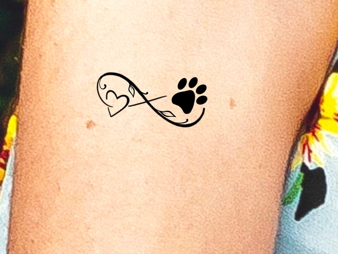 Infinity Paw Print Heart Temporary Tattoo / Animals Tattoo / Dog Tattoo ...