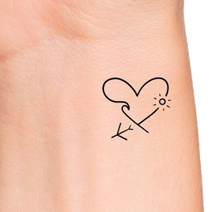 Sun Wave Heart Airplane Temporary Tattoo - Etsy