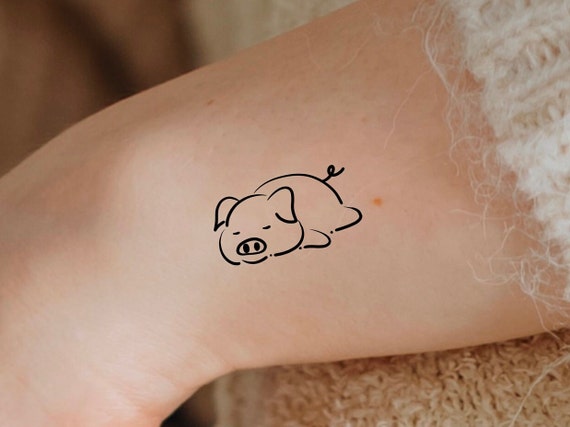 Pig Face Tattoos Small Pig Face Temporary Tattoo (set Of 3) Etsy