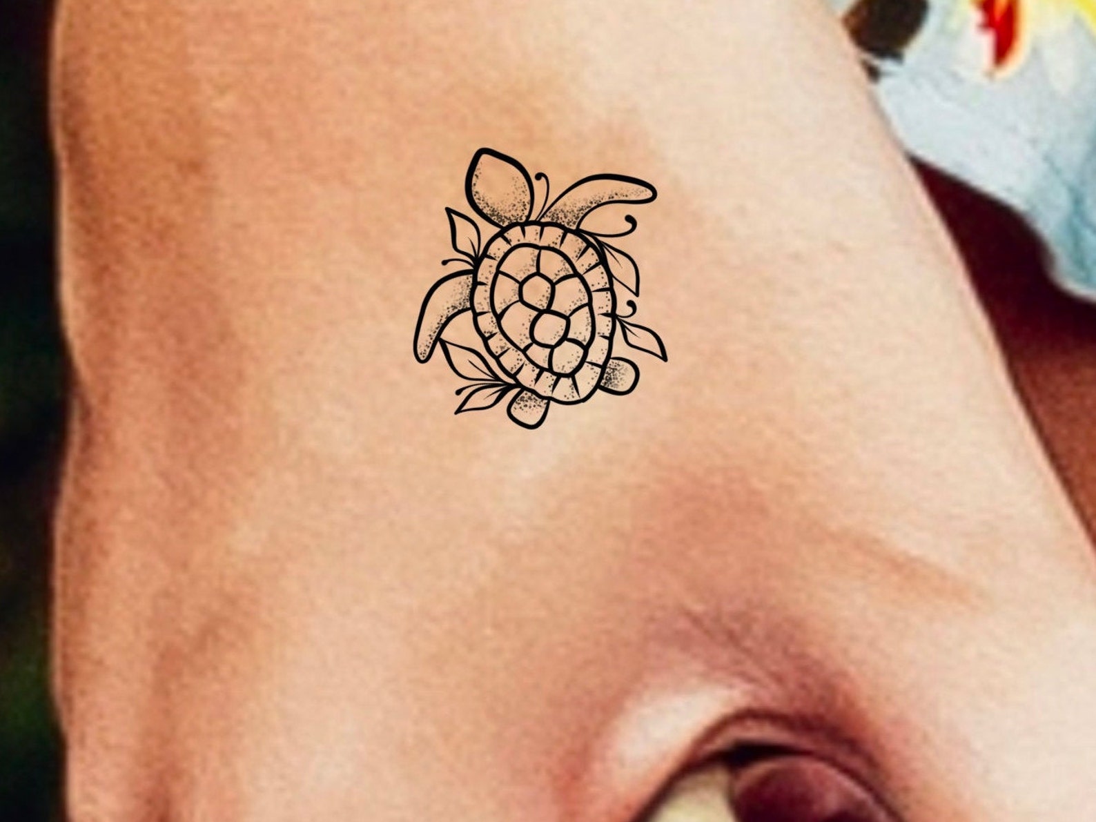 Turtle Temporary Tattoo / Animals Tattoo / Leaves Tattoo - Etsy