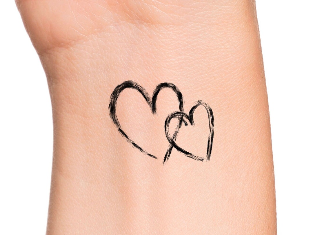 Distressed Hearts Temporary Tattoo / Interlocking Hearts - Etsy