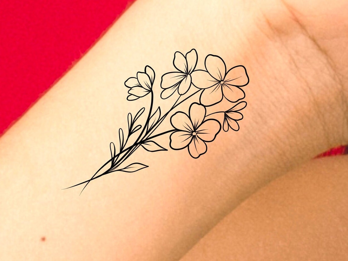 Wildflowers Temporary Tattoo / Floral Tattoo / Flowers Temp Tattoo - Etsy