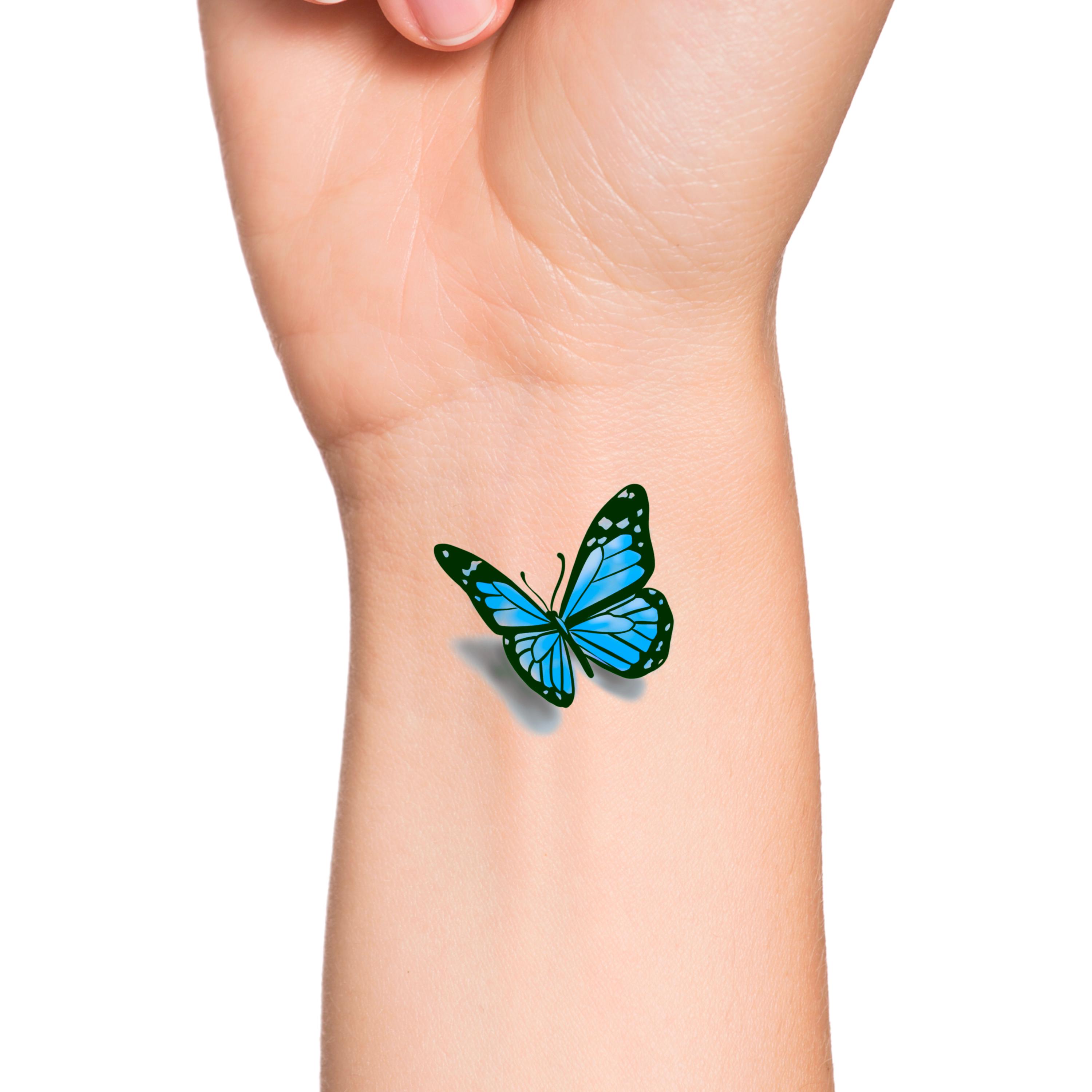 3d blue butterfly tattoo | Orangetattooshop.com