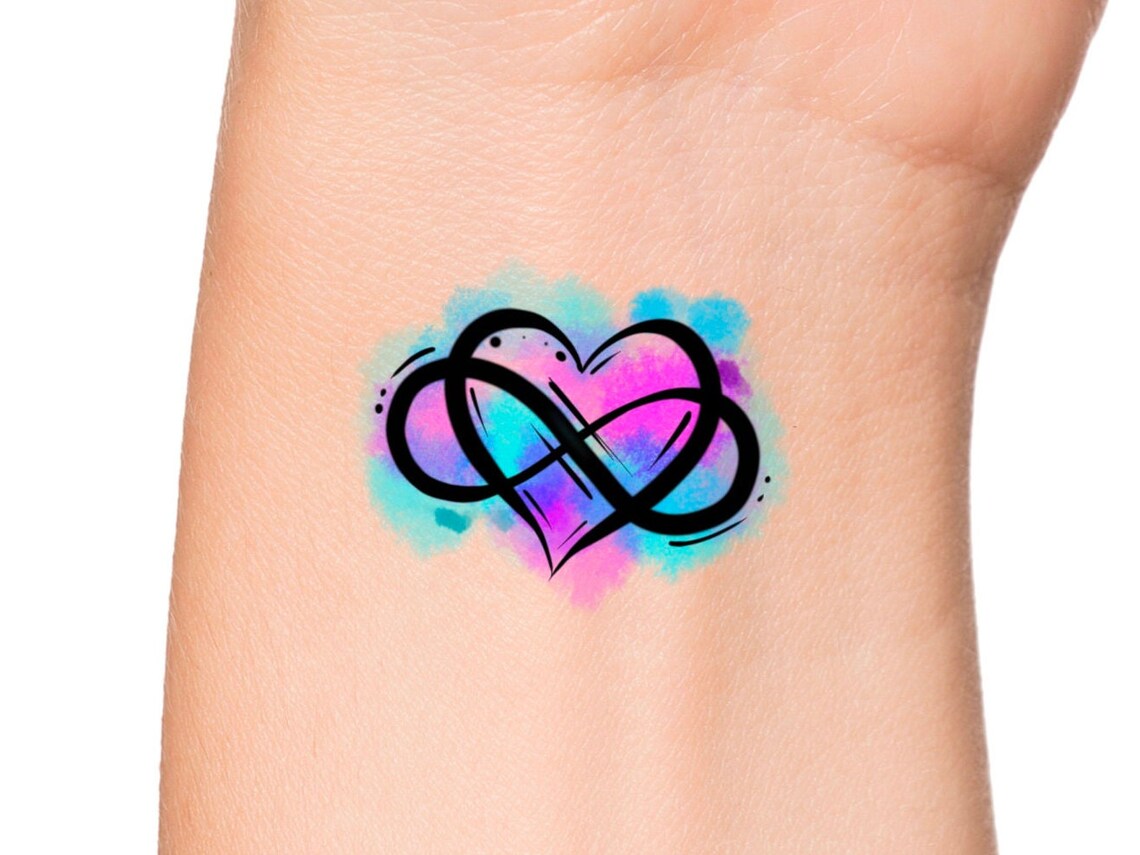 Infinity Heart Temporary Tattoo / Watercolor Tattoo - Etsy