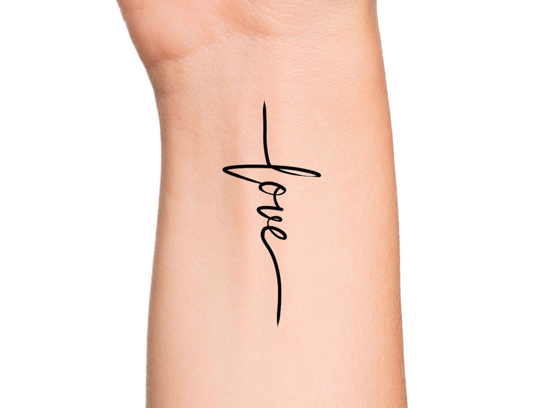 Love Cross Temporary Tattoo / Religious Tattoo / Cross Tattoo / Small ...