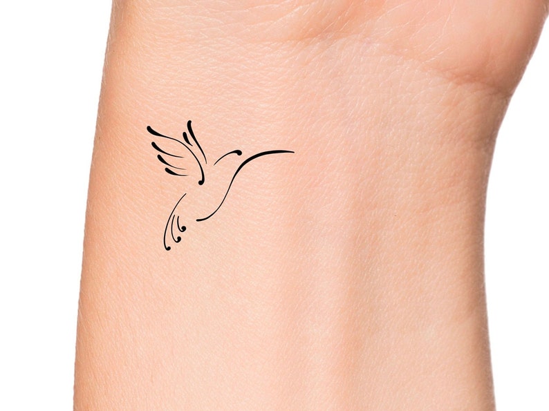 Small Hummingbird Temporary Tattoo Bird Temp Tattoo Etsy