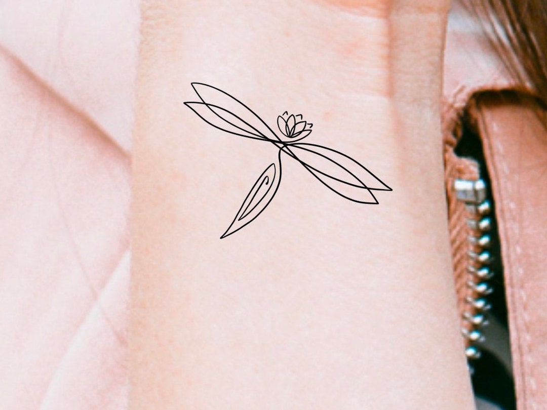 Lotus Dragonfly Temporary Tattoo / Dragonfly Tattoo / Lotus Tattoo ...