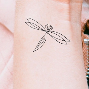 Lotus Dragonfly Temporary Tattoo / Dragonfly Tattoo / Lotus Tattoo ...