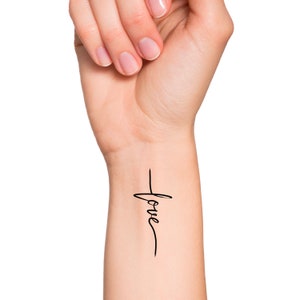 Love Cross Temporary Tattoo / Religious Tattoo / Cross Tattoo / Small ...