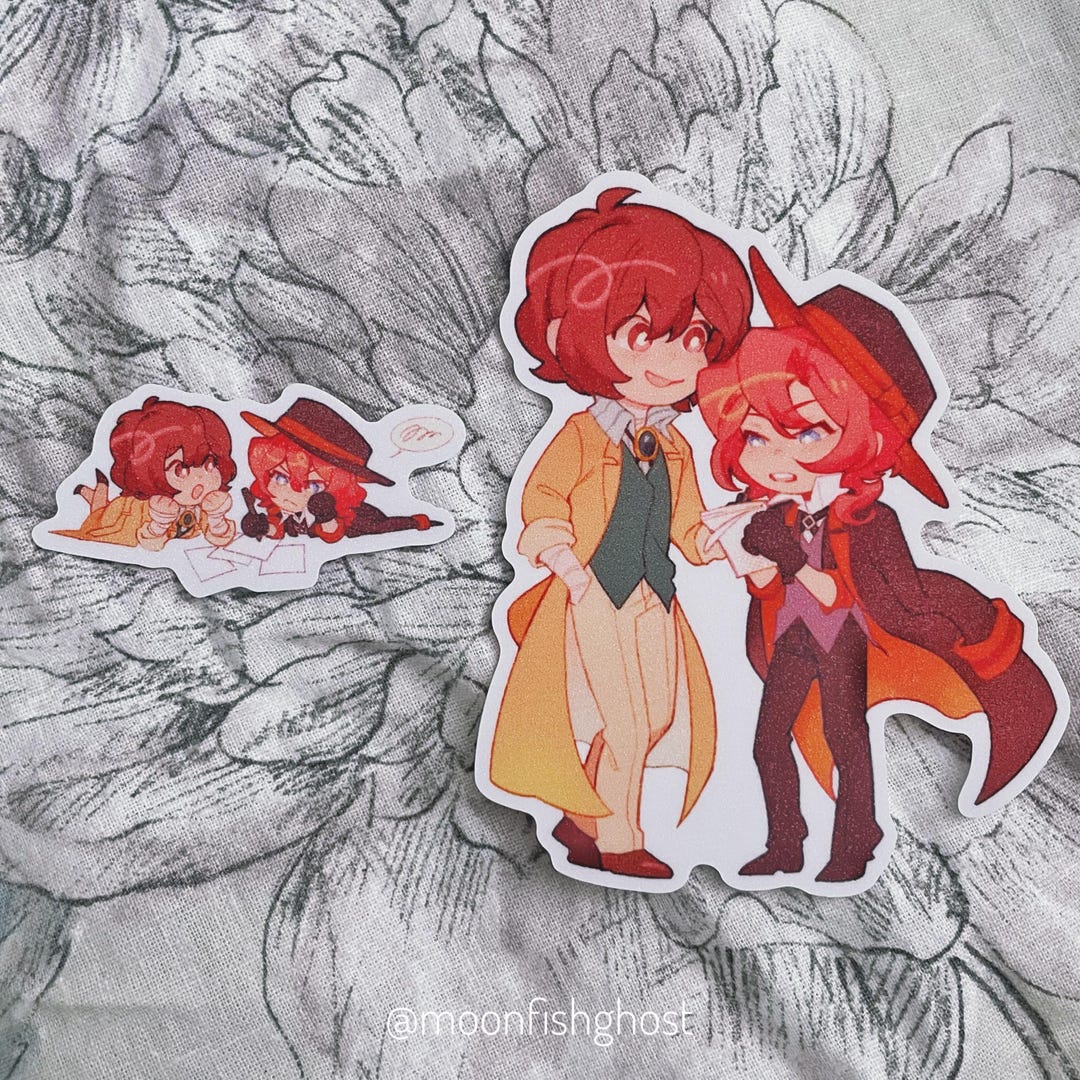 Waterproof Vinyl Die Cut Soukoku Duo Sand Glitter Sticker Set Bungou ...