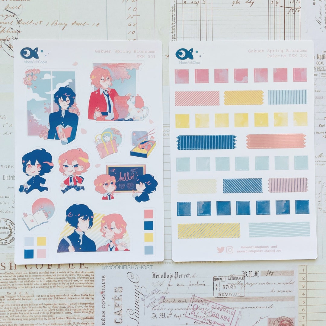 Sticker Sheets Gakuen Spring Cherry Blossoms Bungou Stray Dogs Soukoku ...