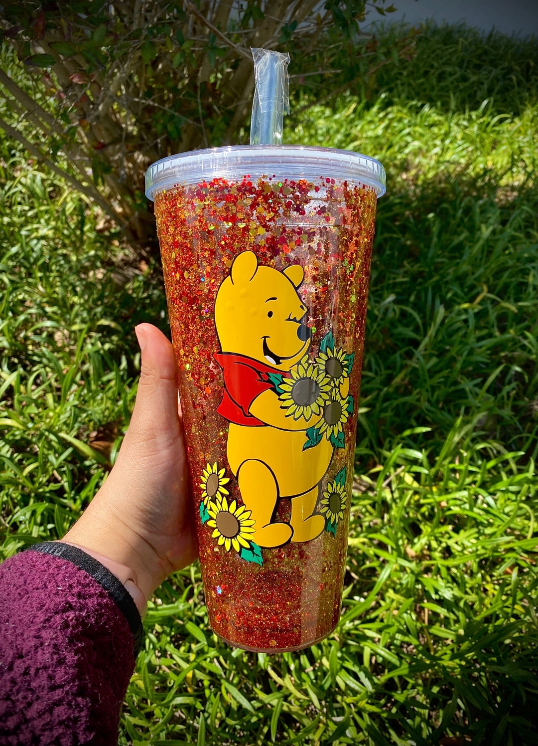 Disney Winnie the Pooh With Sunflowers Tumblr Cup//customizable Disney ...