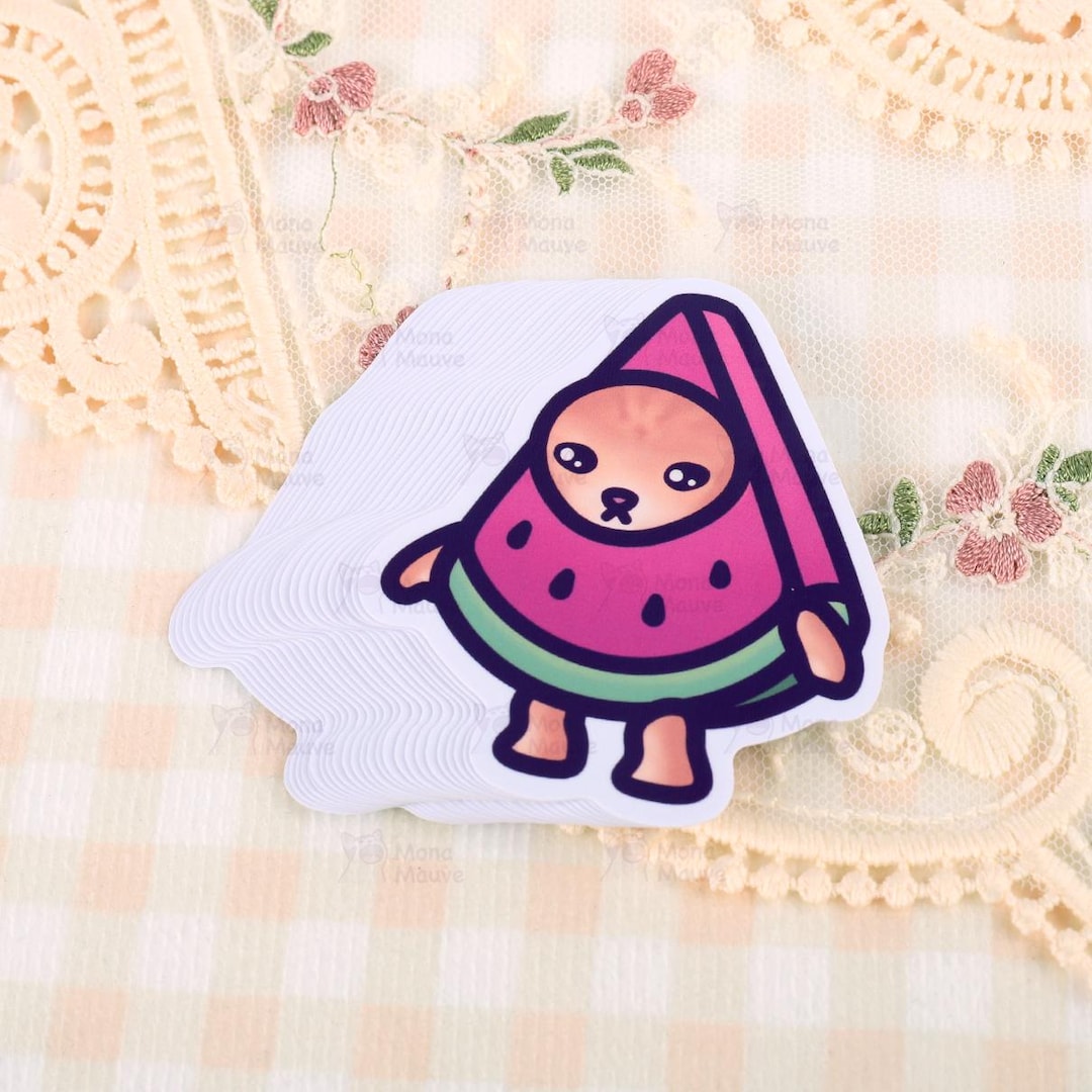 Watermelon Cat Meme Vinyl Sticker | Snack Cats by Mona Mauve | Funny ...