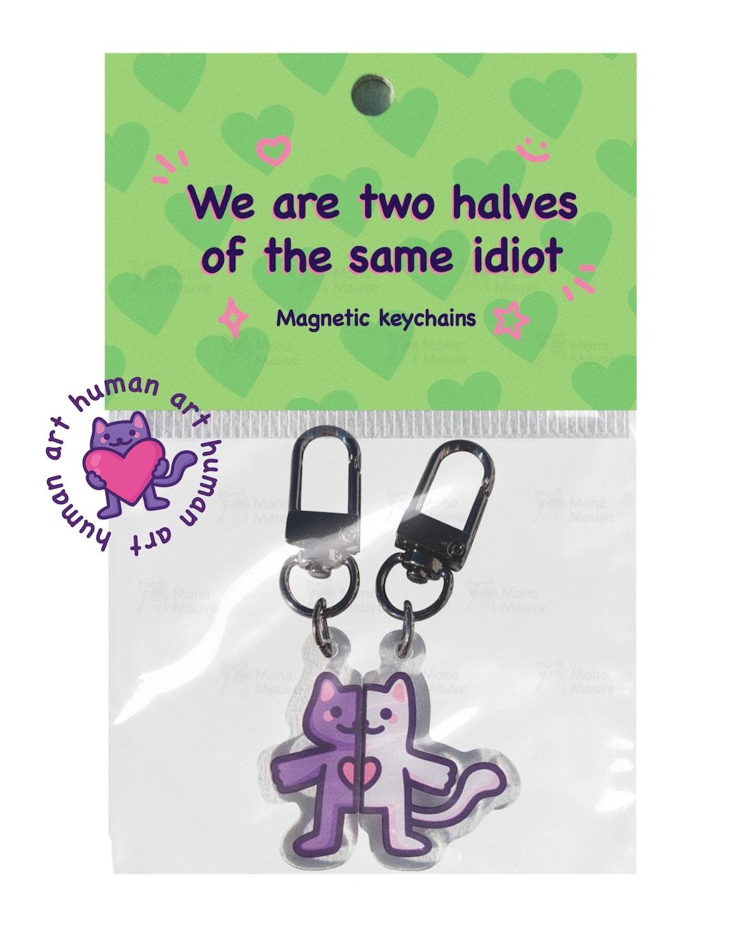 Magnetic Couple Keychain | Two Halves of the Same Idiot | Acrylic Cat ...