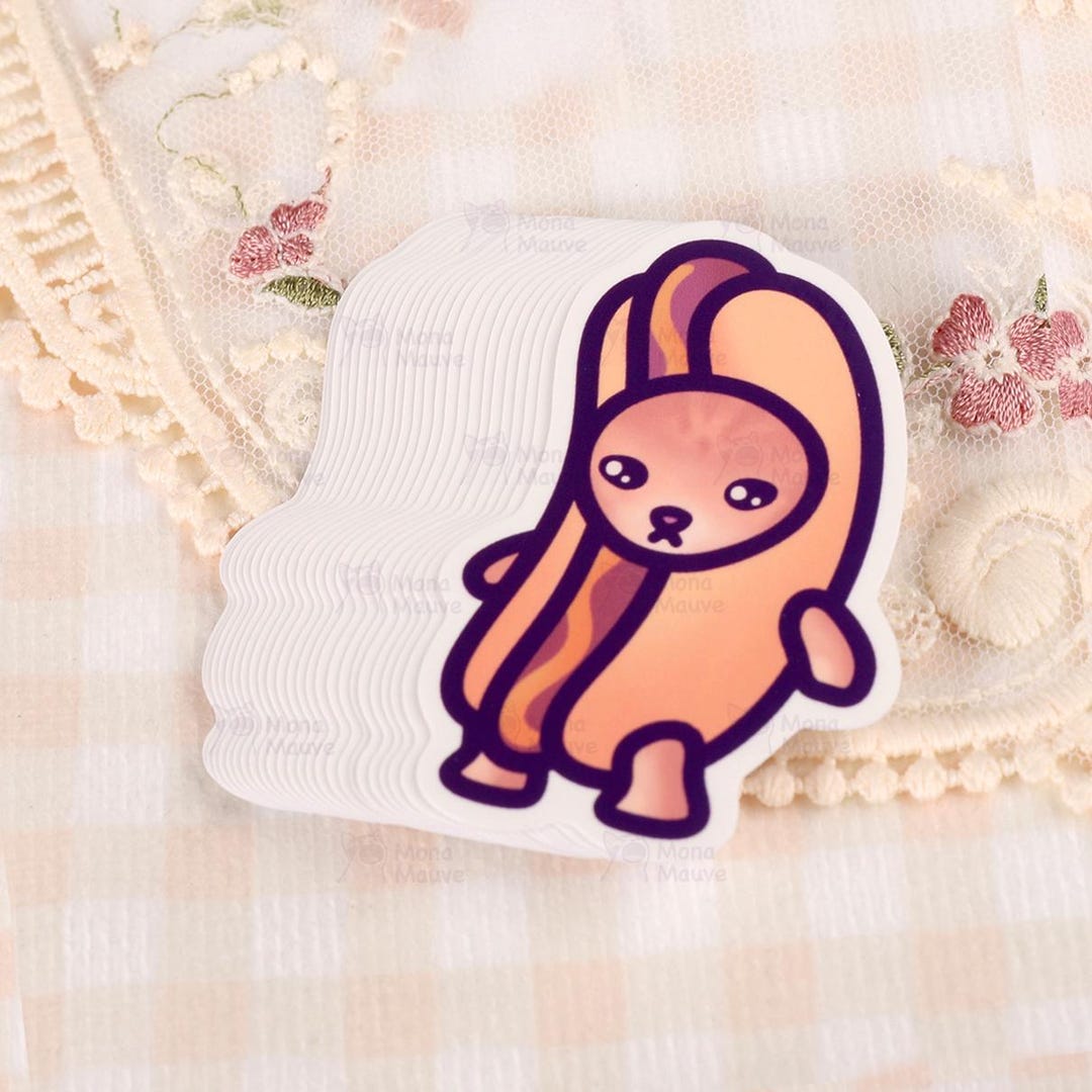 Hot Dog Cat Meme Waterproof Sticker: Funny Laptop Sticker by Mona Mauve ...