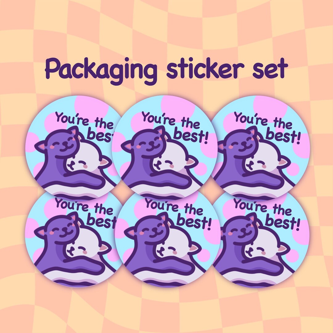 Cute Cat Hug Packaging Sticker Set | You're the Best | Envelope/gift Seal for Christmas ...