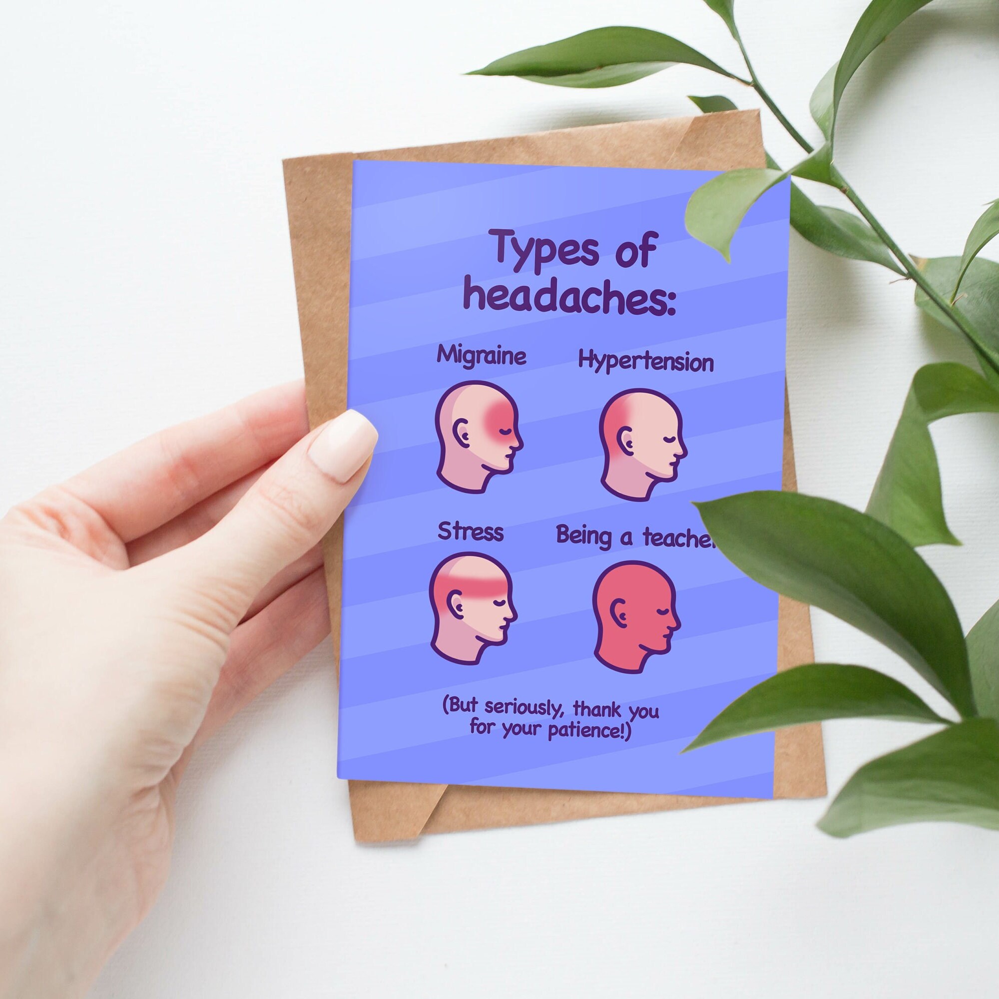 Funny Teacher Appreciation Card Types of Headaches Funny - Etsy UK