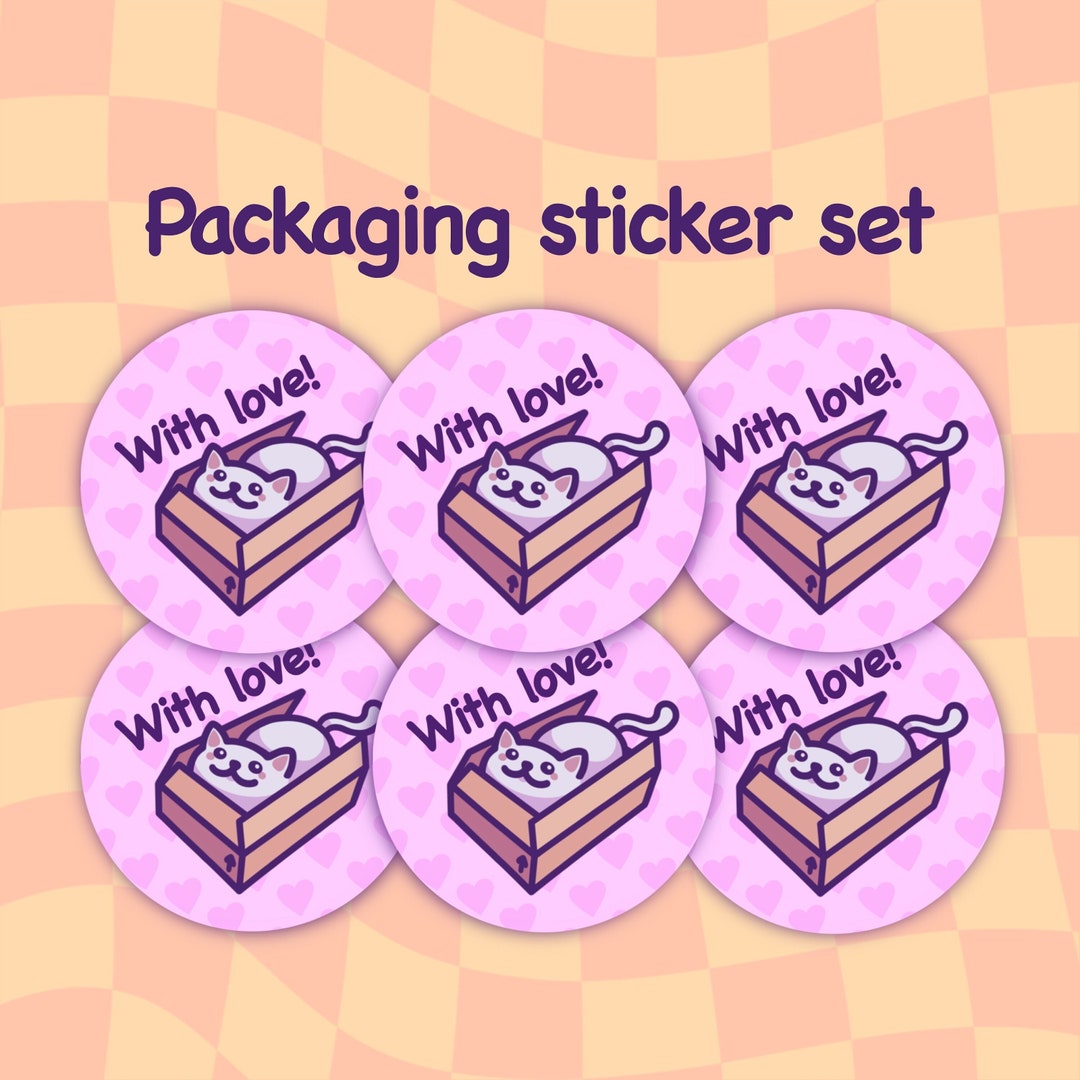 Cute Cat Packaging Sticker Set | With Love - Envelope/gift Seal ...