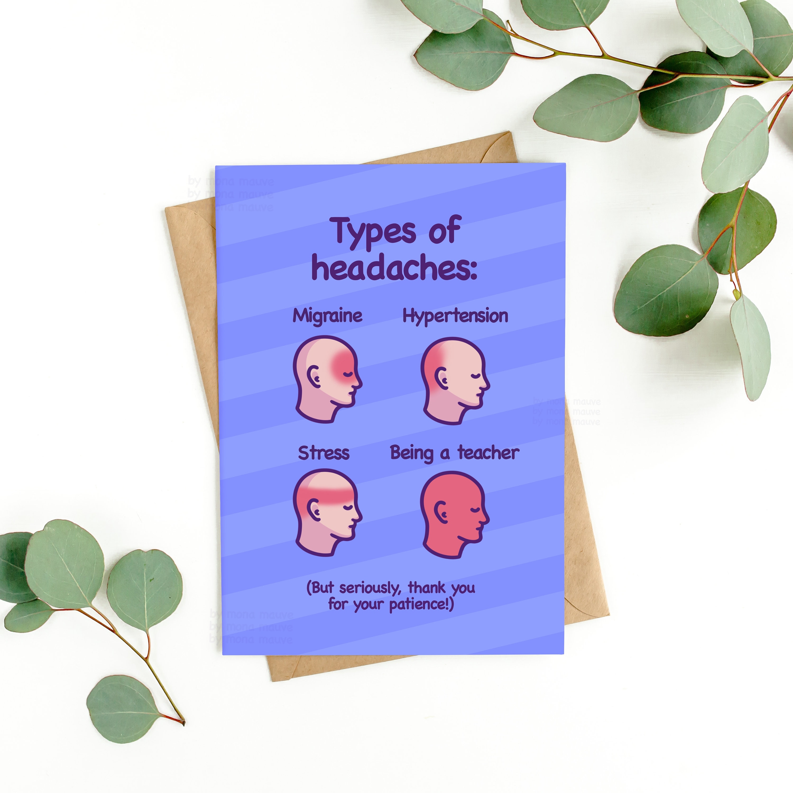 Funny Teacher Appreciation Card Types of Headaches Funny - Etsy UK