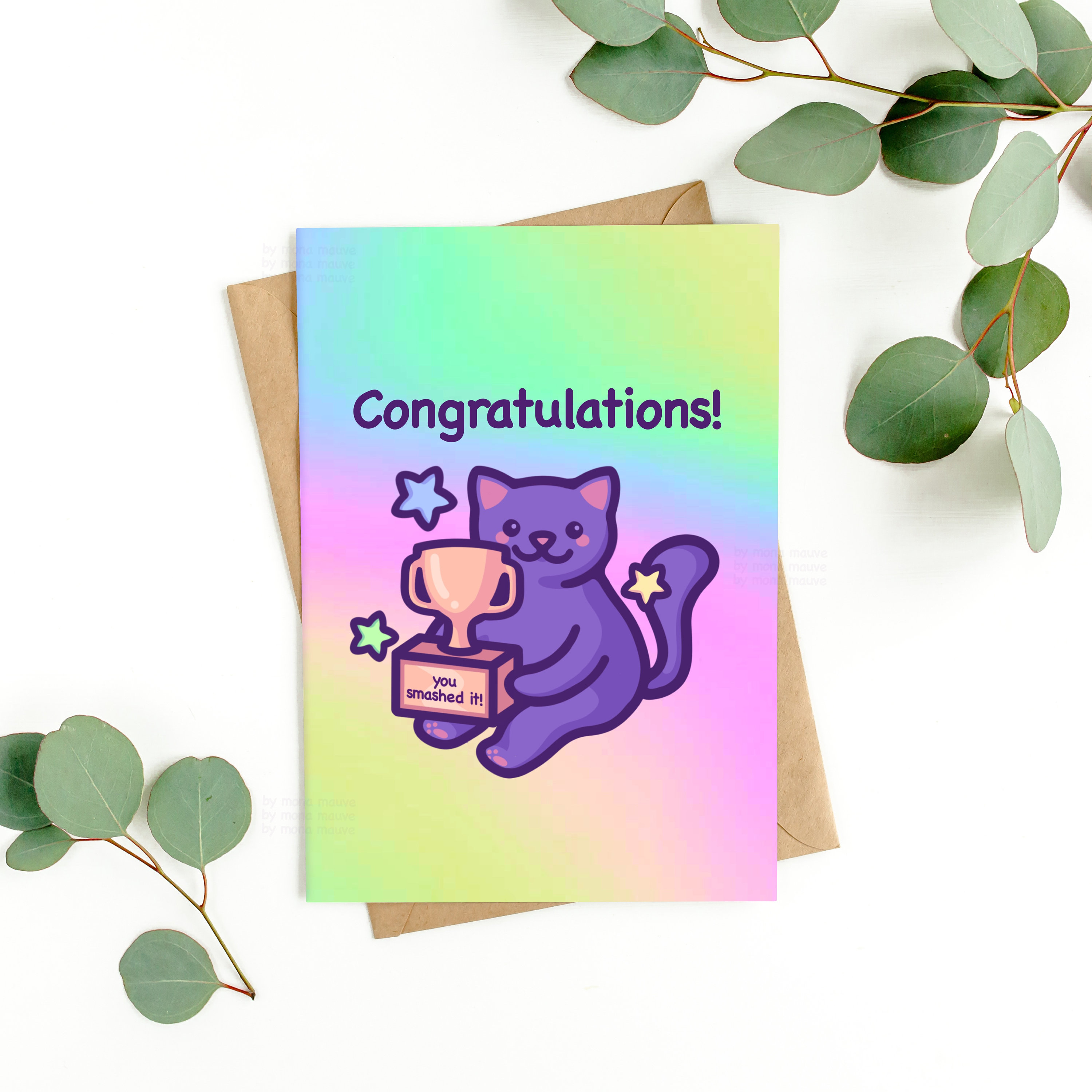 Cute Cat Congratulations Card You Smashed It Wholesome - Etsy