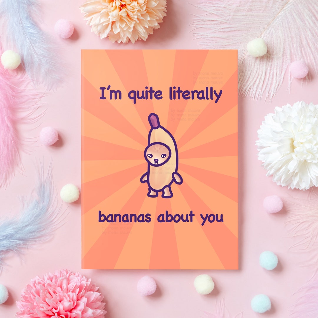 Funny Cat Anniversary Card: Bananas About You Meme - Etsy