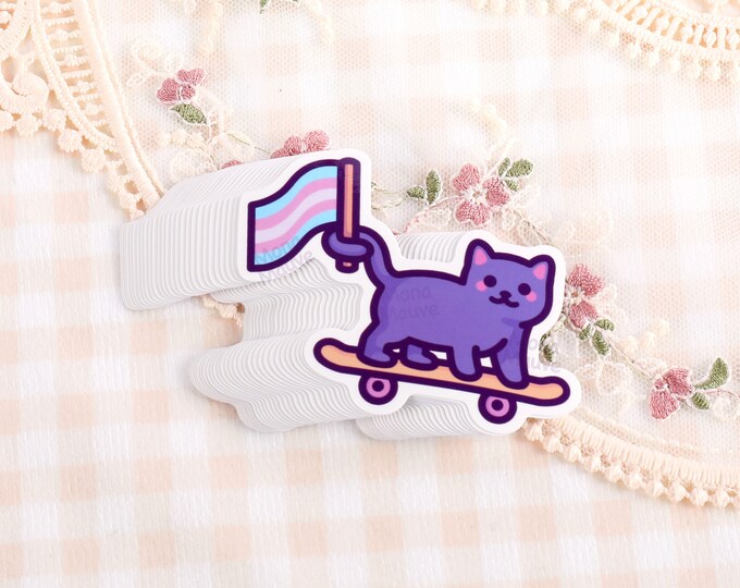 Trans Cat Vinyl Sticker - Etsy