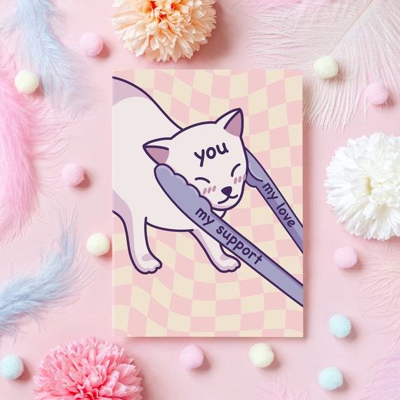 Funny Cat Card Love & Support Meme Humorous Anniversary or - Etsy