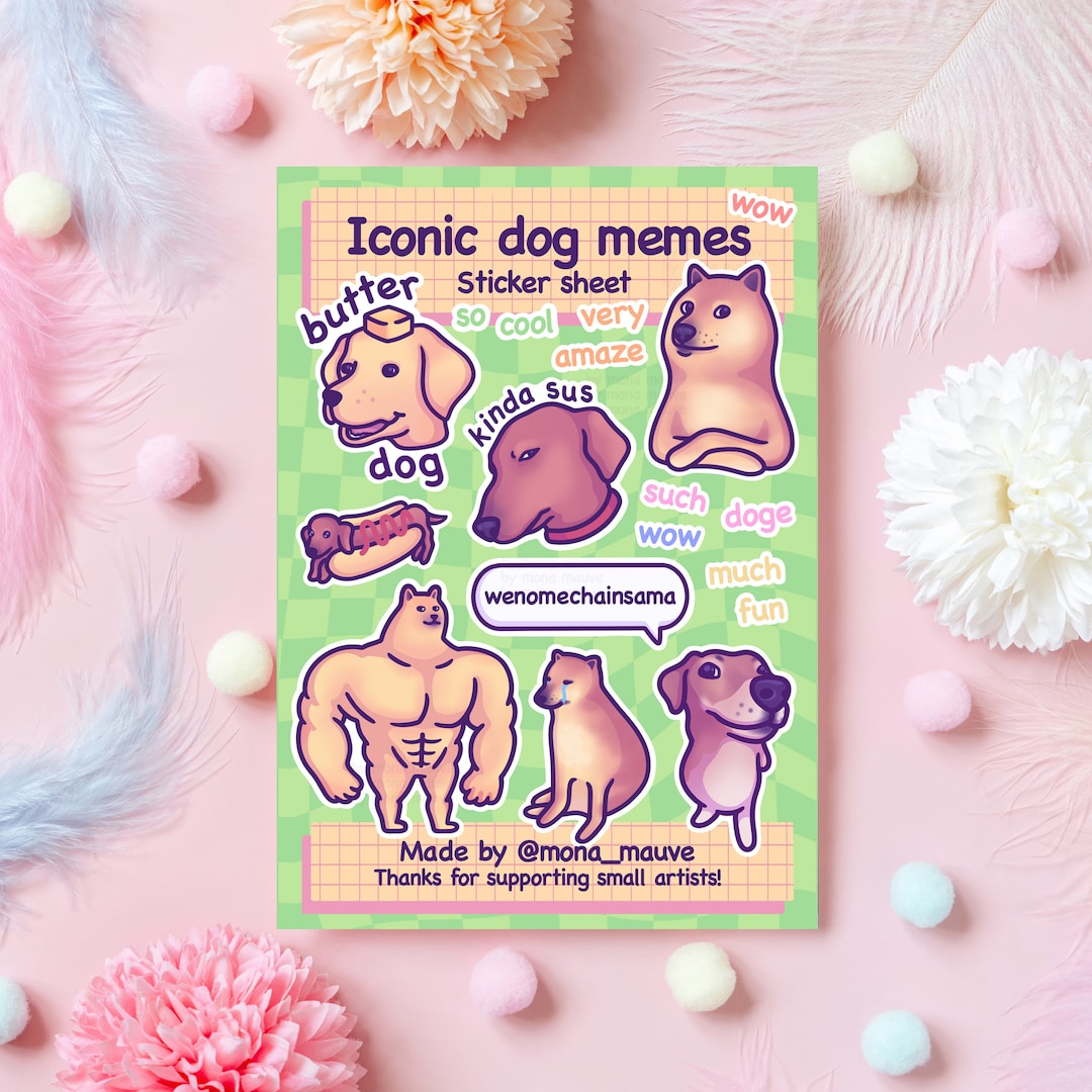 Iconic Dog Memes Sticker Sheet: Funny Waterproof Vinyl Stickers - Etsy