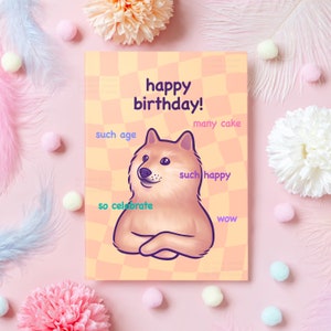 Doge Birthday Card Cute & Funny Dog Meme Happy Birthday - Etsy