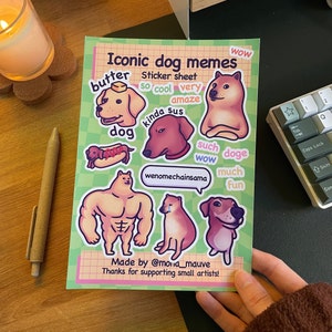 Iconic Dog Memes Sticker Sheet: Funny Waterproof Vinyl Stickers - Etsy