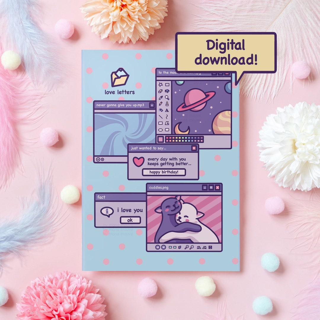 Printable Vaporwave Birthday Card Instant Digital Download - Etsy