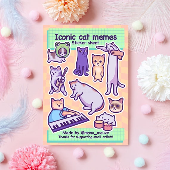 Iconic Cat Memes Sticker Sheet 9 Funny & Cute Glossy Paper - Etsy Hong Kong