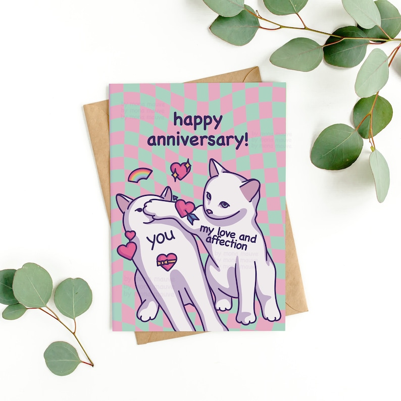Printable Cute Cat Anniversary Card Instant Digital Download - Etsy