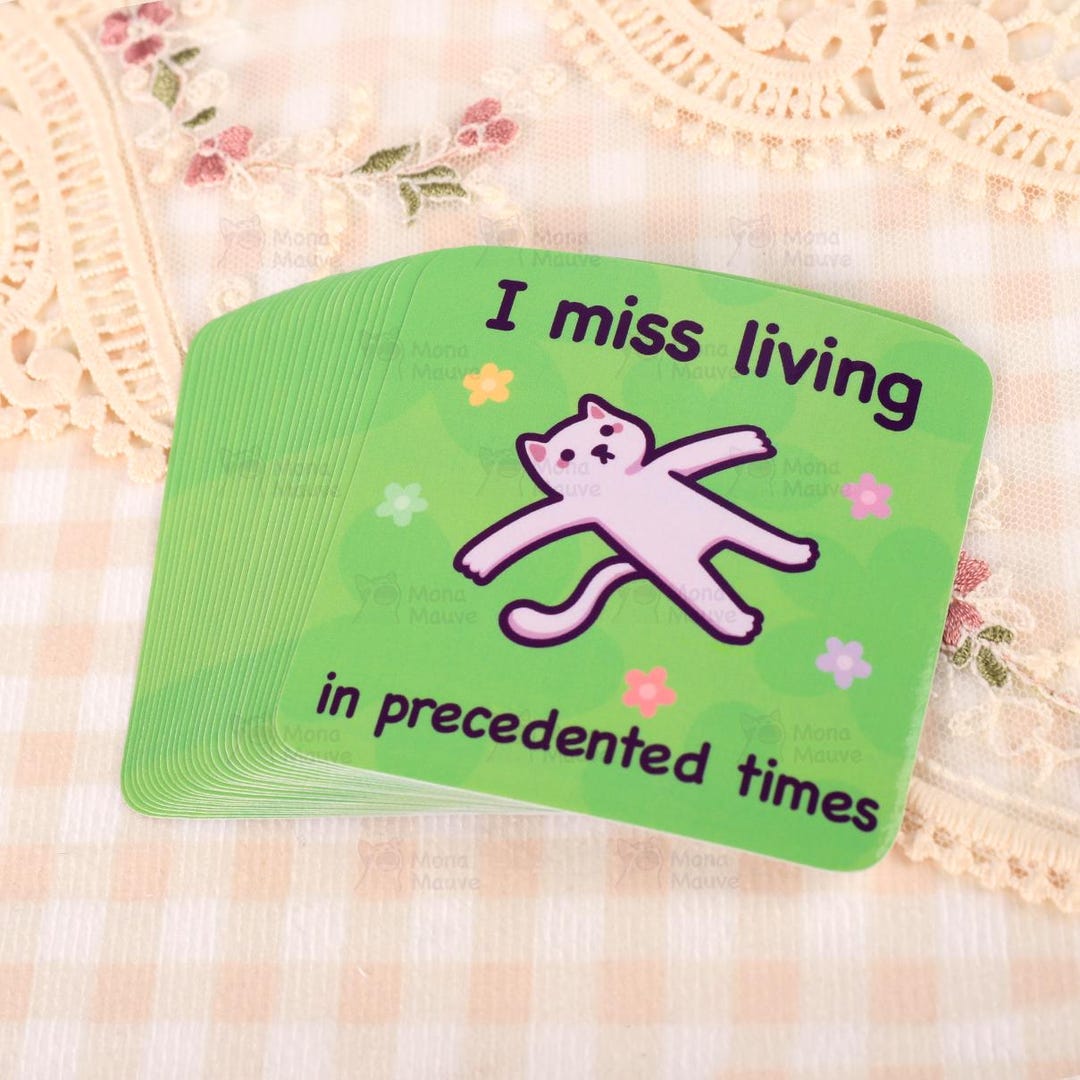 Funny Cat Meme Vinyl Sticker | Precedented Times | Cute Waterproof ...