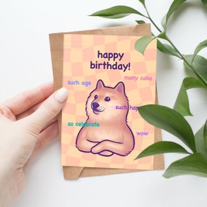 Doge Birthday Card Cute & Funny Dog Meme Happy Birthday - Etsy