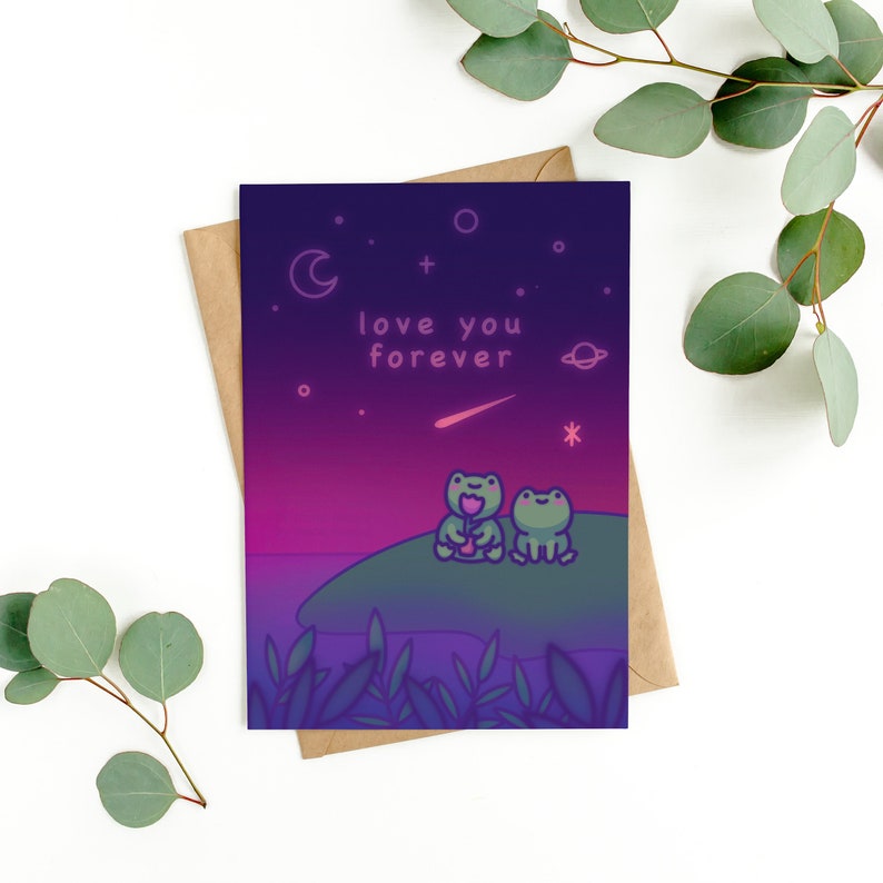Frog Anniversary Card Love You Forever Cute Love - Etsy