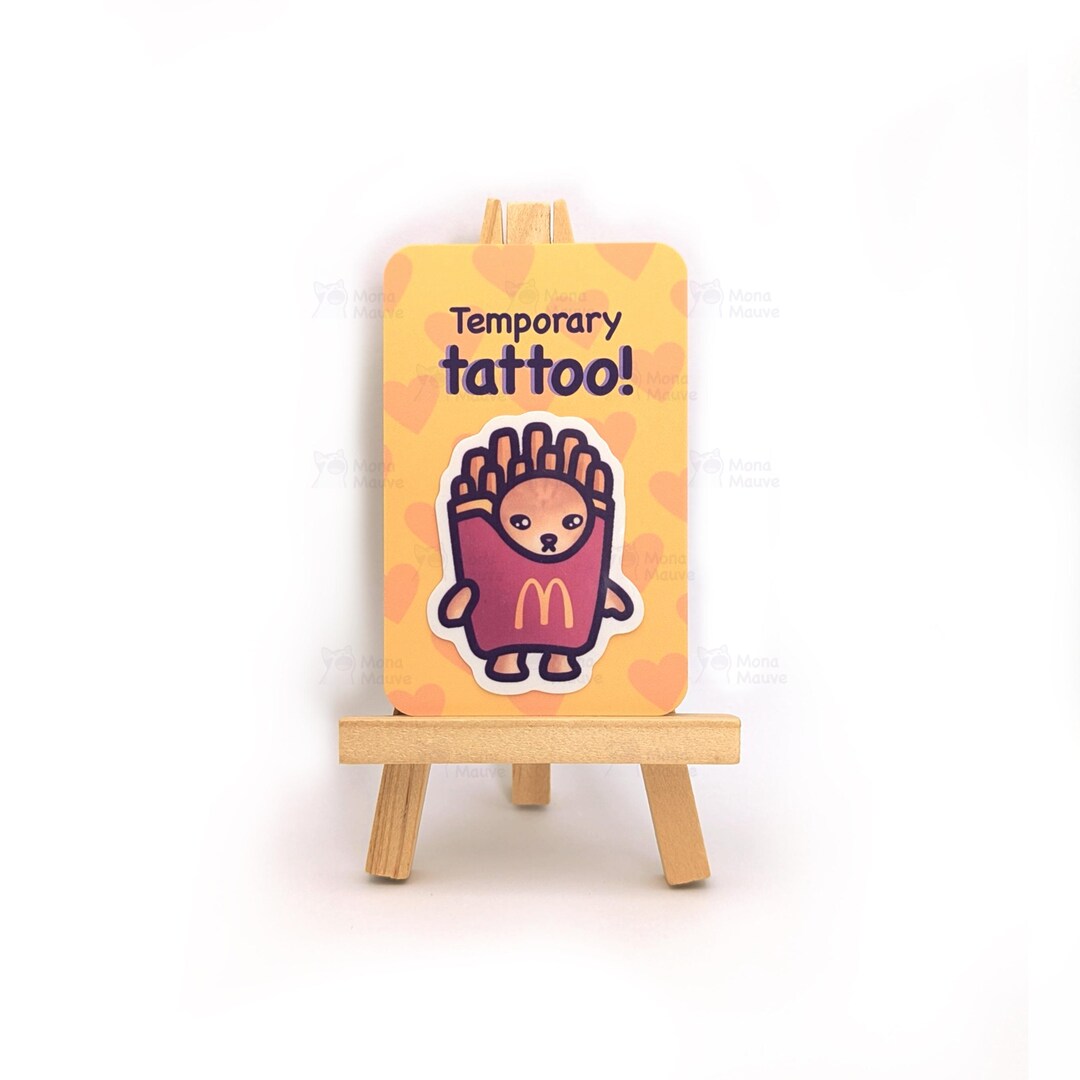 Fries Cat Temporary Tattoo | Snack Cat Collection | Funny Meme Tattoo ...