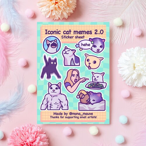 Iconic Cat Memes Sticker Sheet 9 Funny & Cute Stickers - Etsy