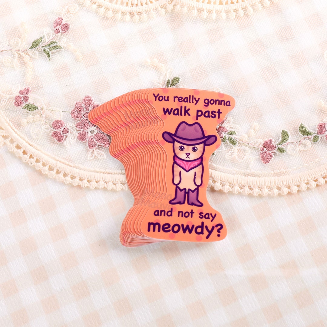 Funny Cowboy Cat Meme Sticker | You Really Gonna Walk Past and Not Say ...